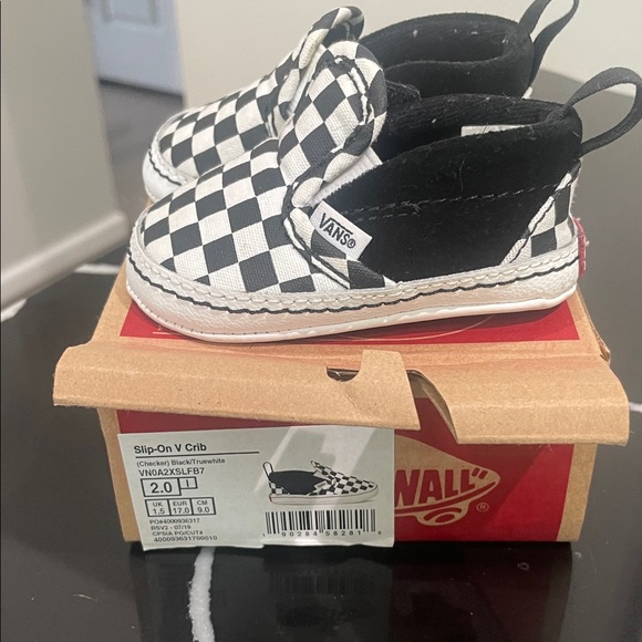 Vans | Shoes | Vans Kids Checkered Slipon Sneakers Black And White ...